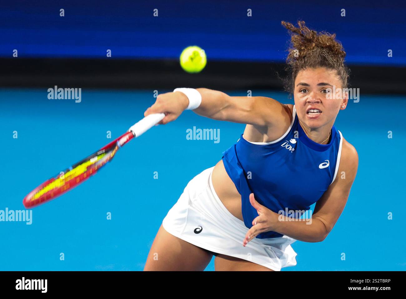 Jasmine Paolini of Team Italy plays a forehand in her Group D singles ...