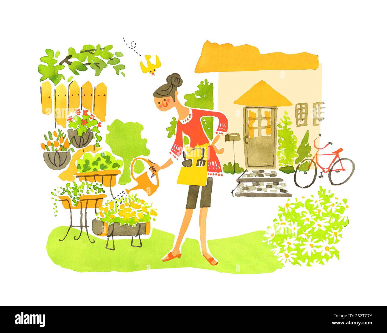 Watering plants woman Cut Out Stock Images & Pictures - Alamy