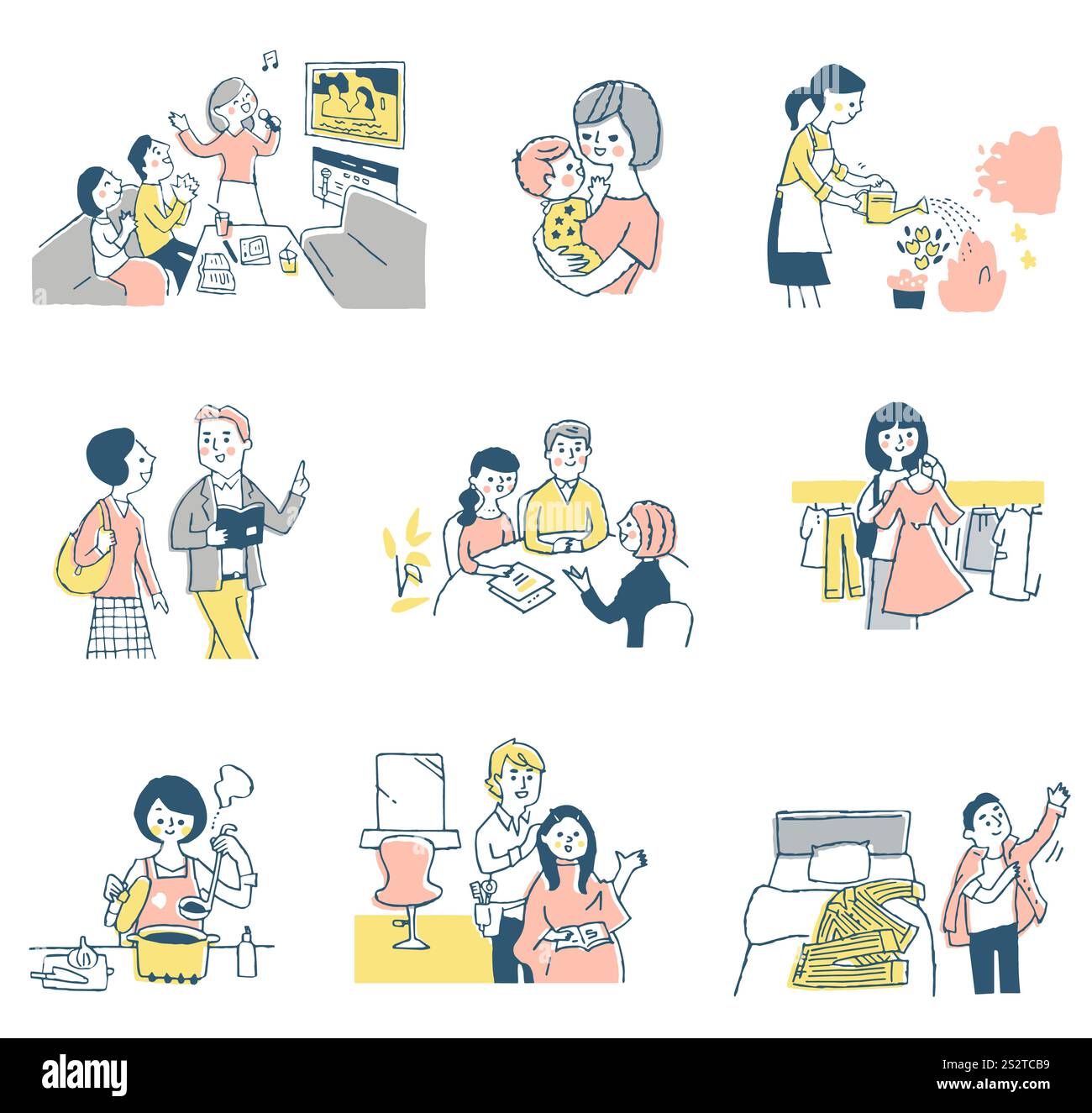 Life scene set Pink Stock Photo - Alamy