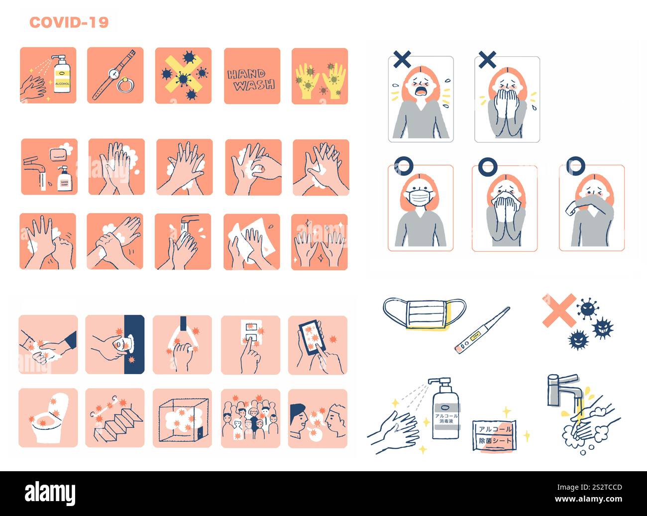 Infection control images Precautions Icons Stock Photo - Alamy