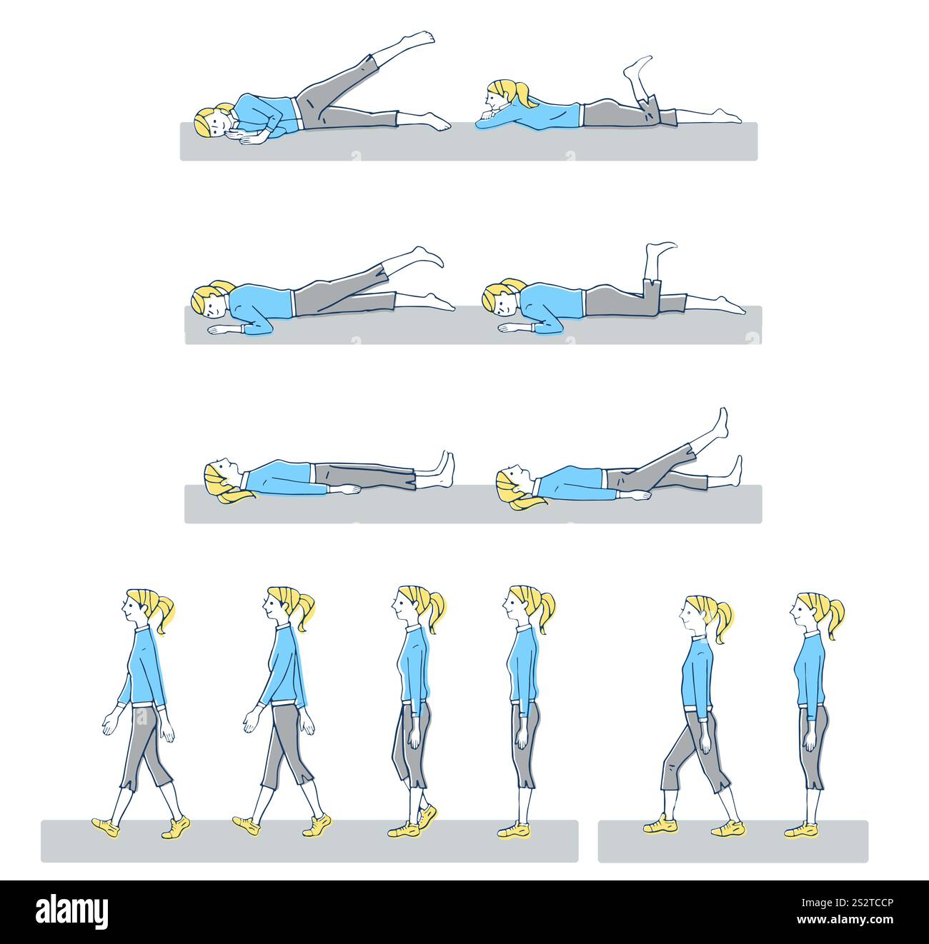 Exercise Walking movements and stretching Stock Photo - Alamy