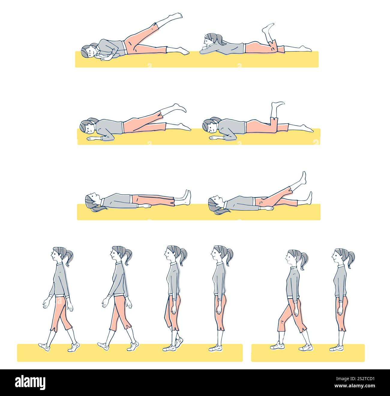 Exercise Walking movements and stretching Stock Photo - Alamy