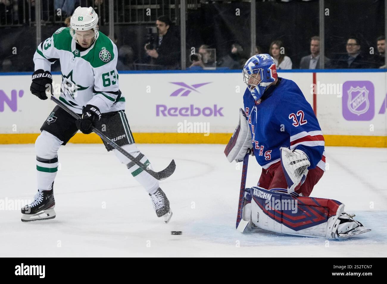 New York Rangers goaltender Jonathan Quick (32) protects the net from ...