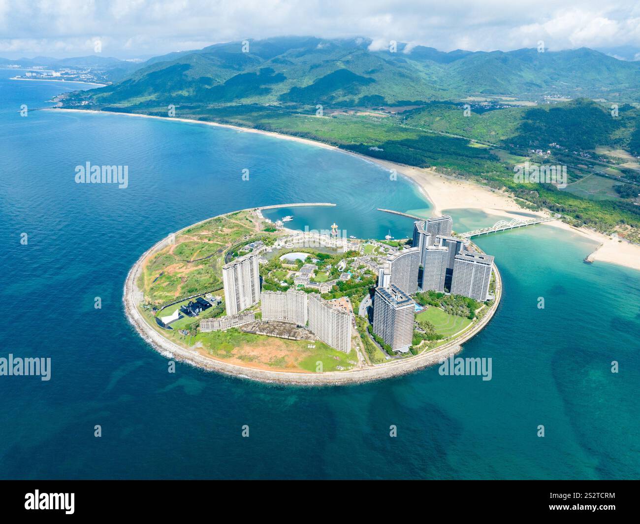 Aerial photography of Sunac Sun Moon Bay in Wanning, Hainan Stock Photo ...