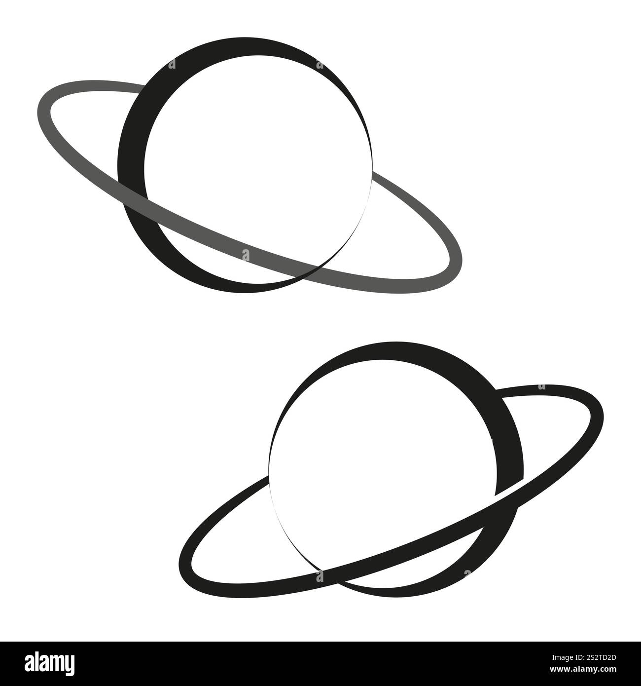 Saturn planet icon. Black and white symbol. Astronomical ring design ...