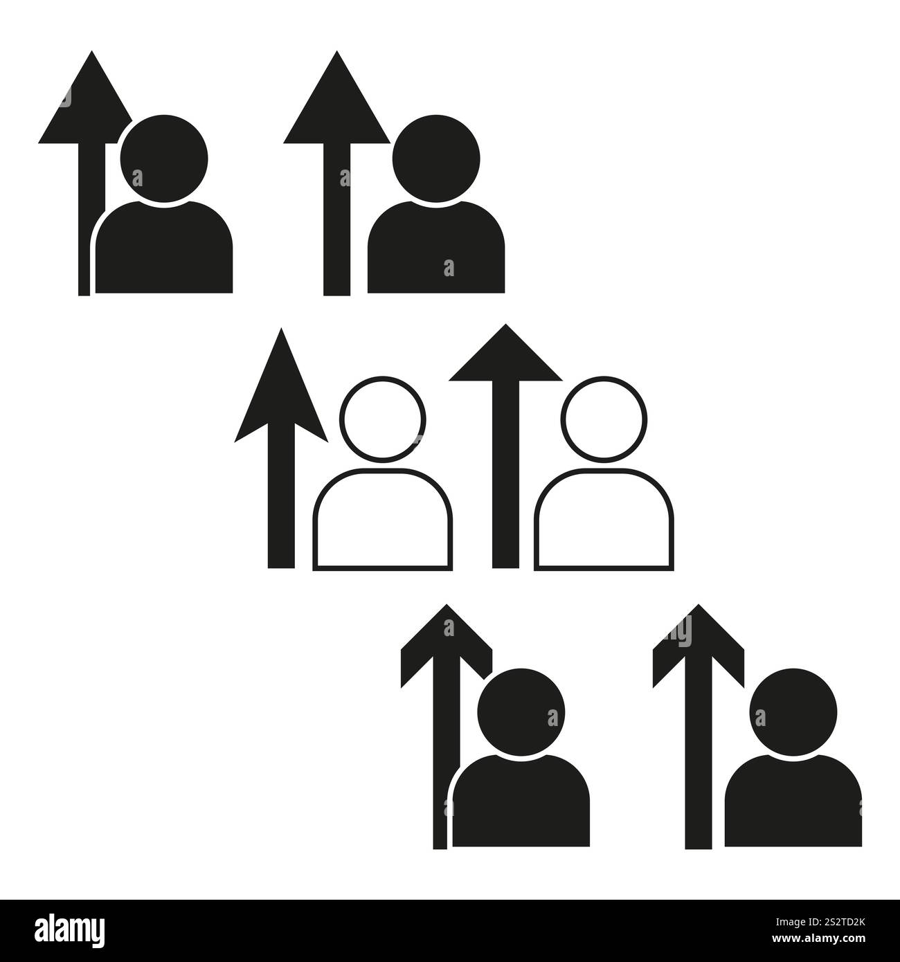 Arrow growth icons. Businesspeople success symbols. Upward direction ...