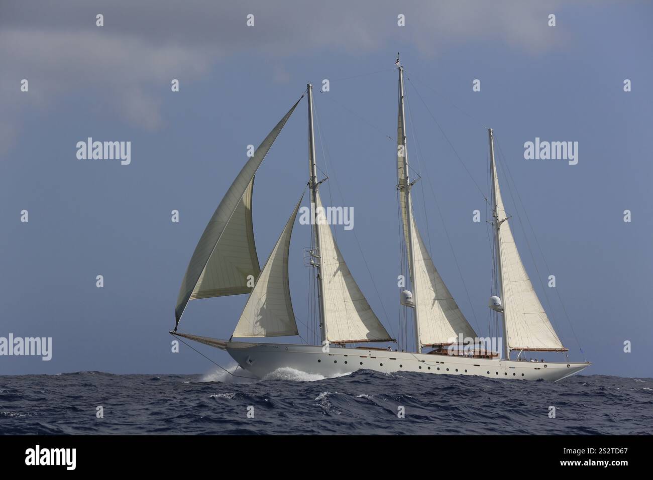 90-year-old sailing yacht Three-masted topsail schooner XARIFA sails ...