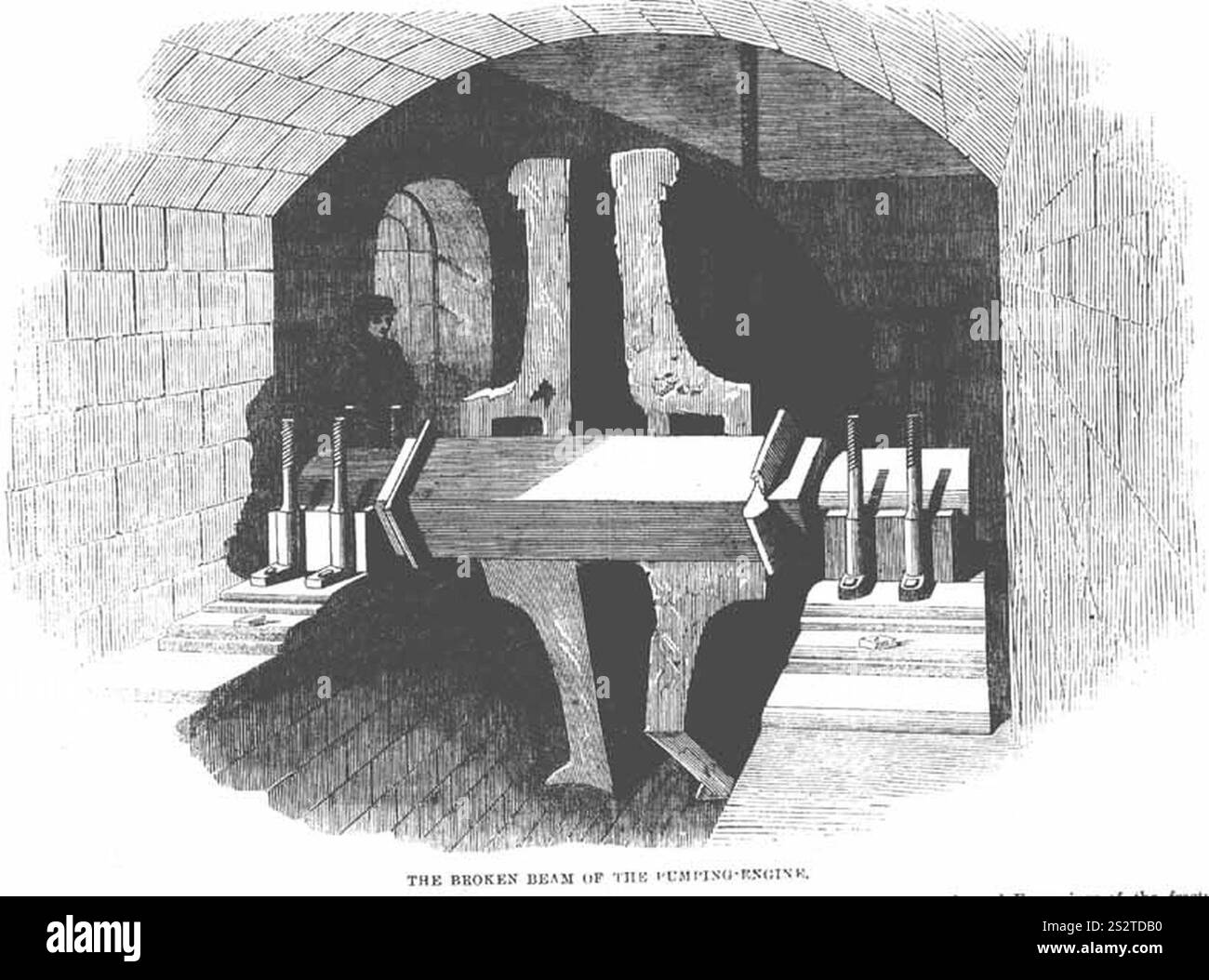 Fractured beam from Hartley Colliery disaster (engraving Stock Photo ...
