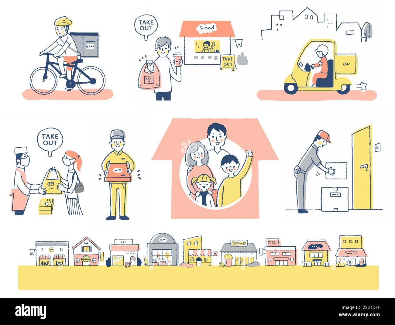 Various delivery services and take-out sets Stock Photo - Alamy