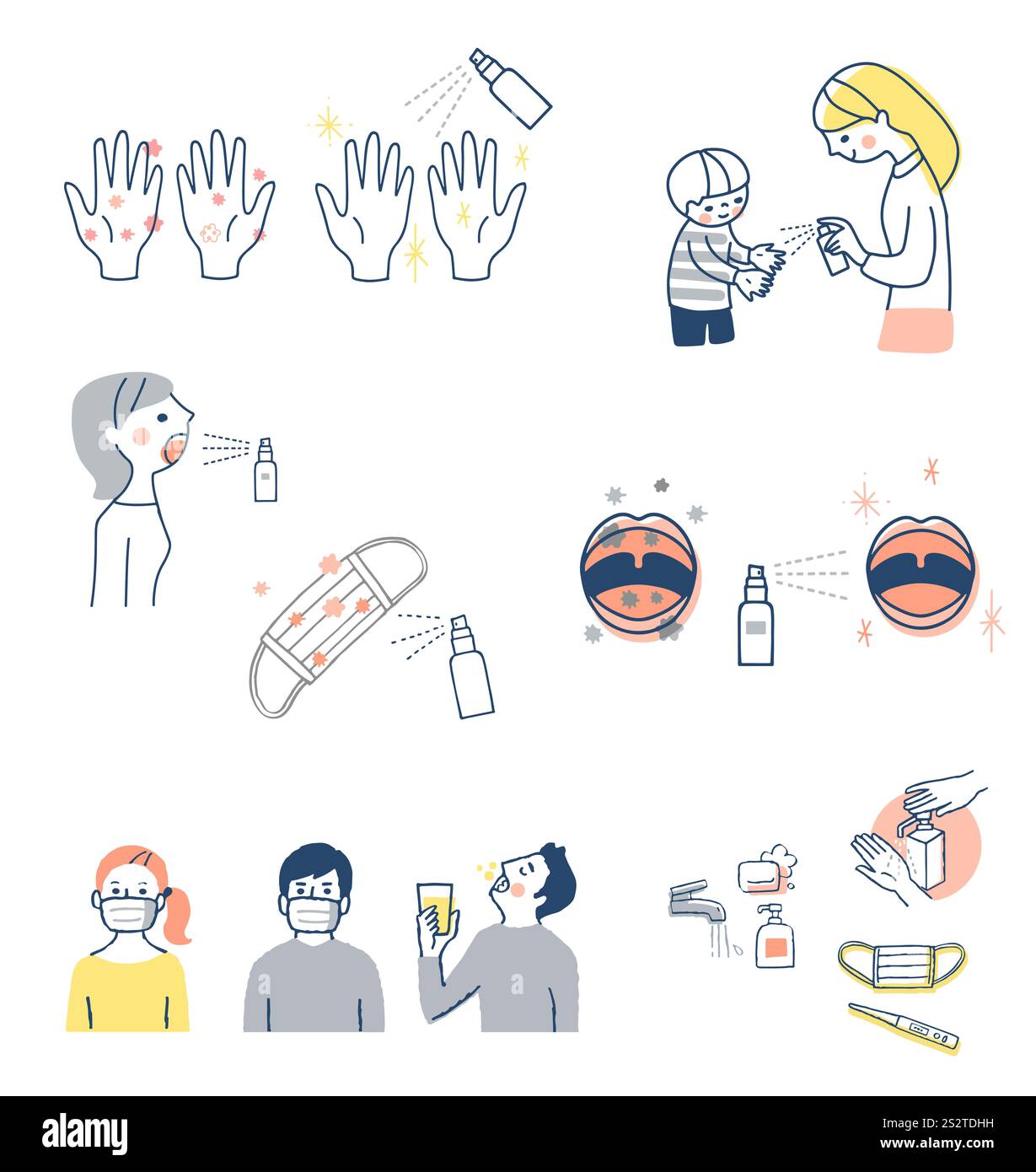 Infection prevention measures Sanitation image set Stock Photo - Alamy