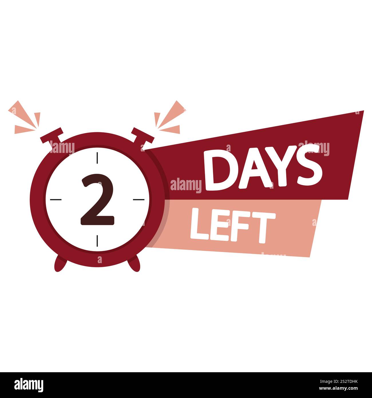 Countdown timer illustration. Bold 2 days left. Red and white text ...