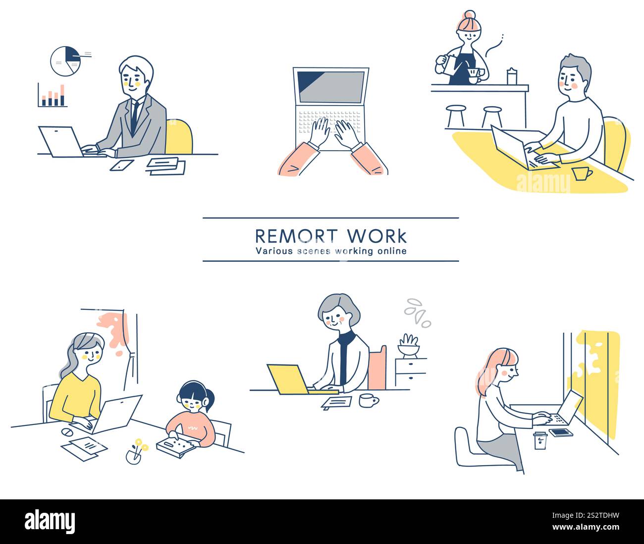 Various remote working scenes Sets Stock Photo - Alamy