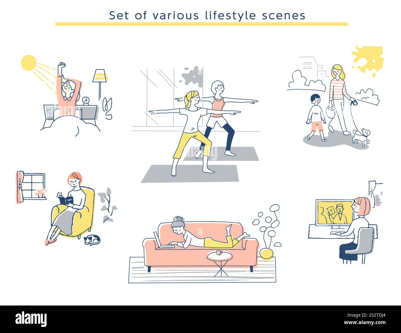 Female Lifestyle Scene Set Stock Photo - Alamy