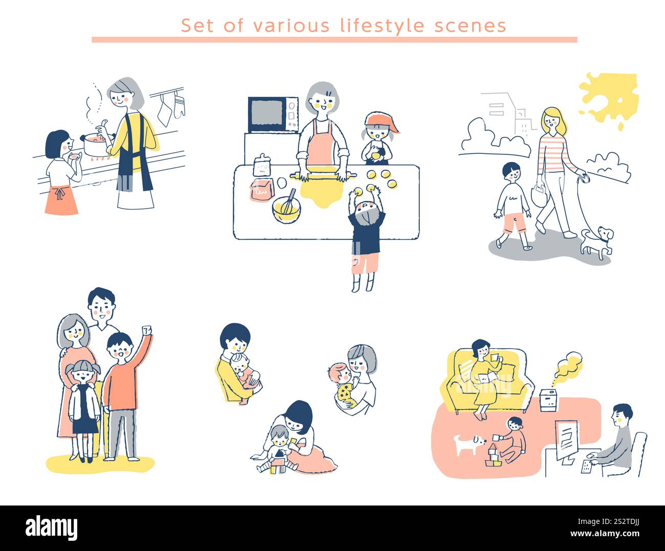 Family lifestyle scene set Stock Photo - Alamy