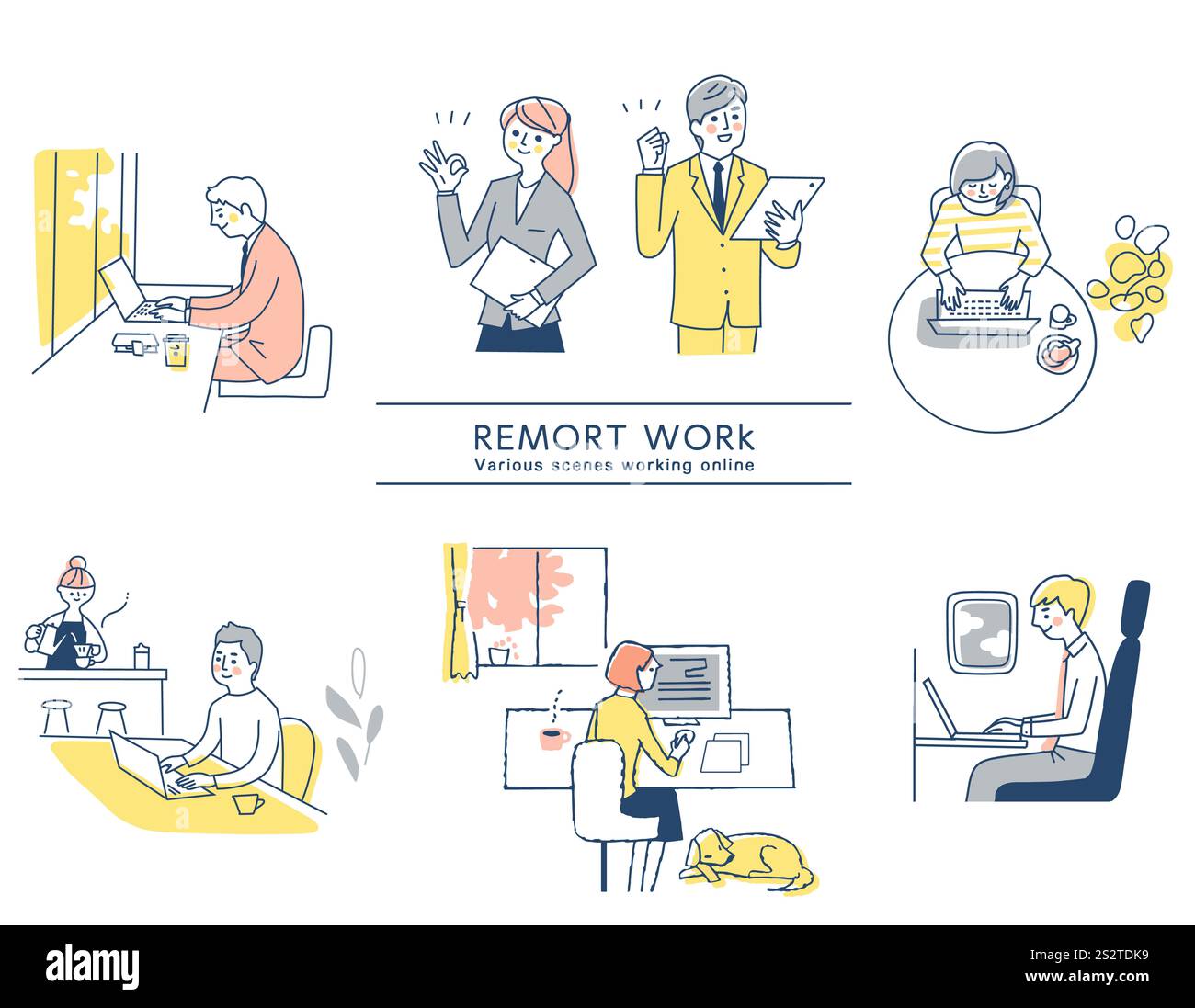 Various remote working scenes Sets Stock Photo - Alamy