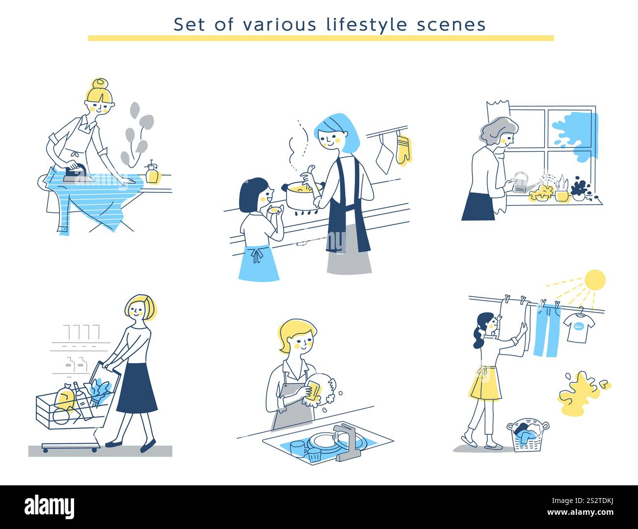 Female Lifestyle Scene Set Stock Photo - Alamy