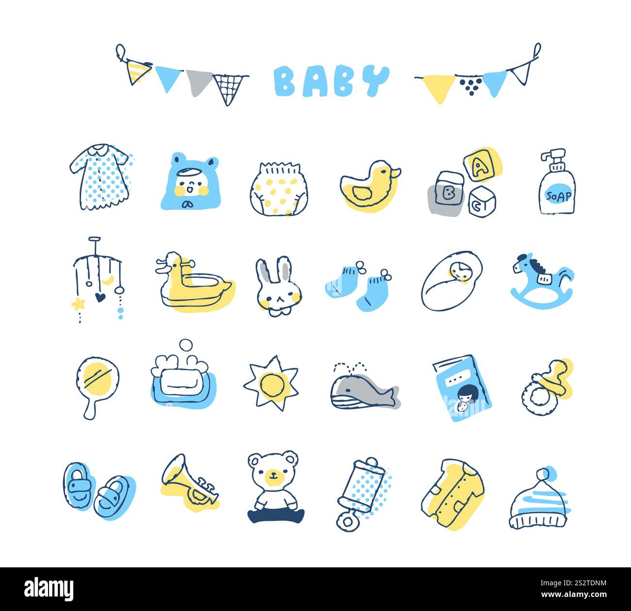Various Baby items Set Stock Photo - Alamy