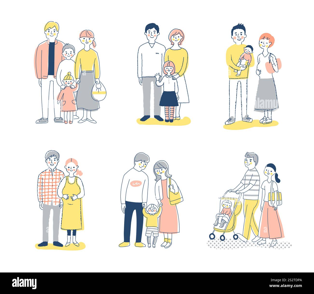 6 young family members Full body set Stock Photo - Alamy