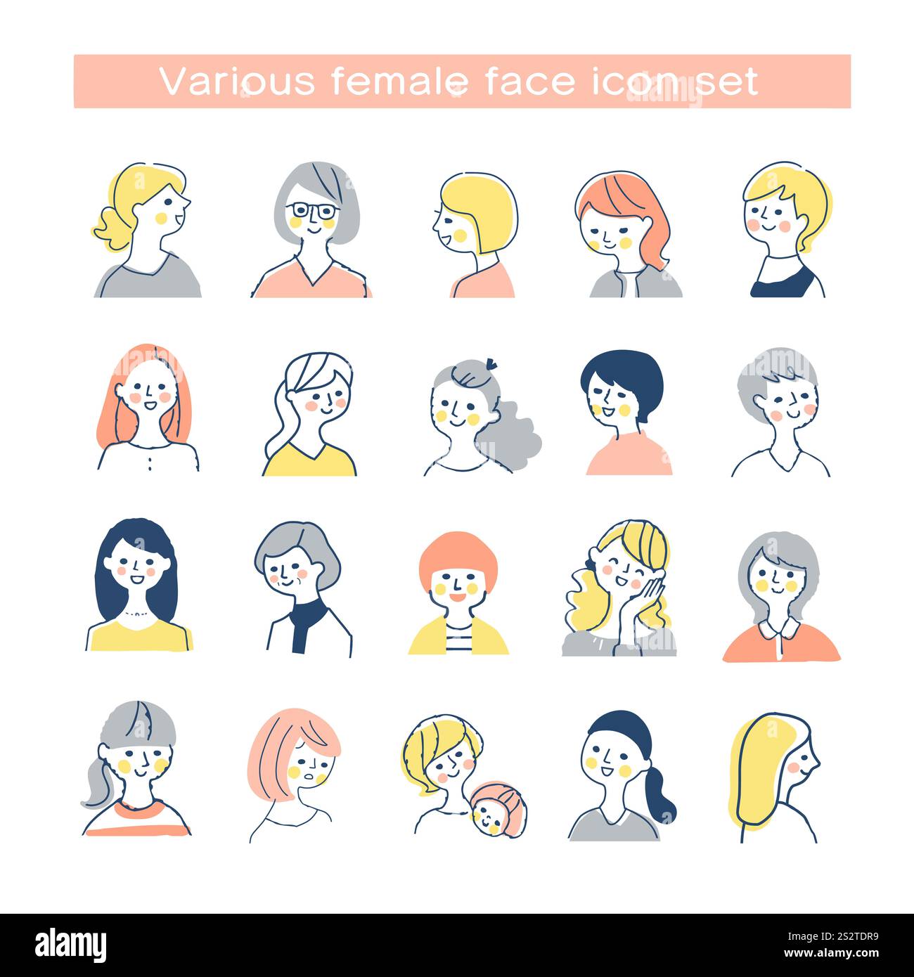 Women with various facial expressions Bust-up set Stock Photo - Alamy