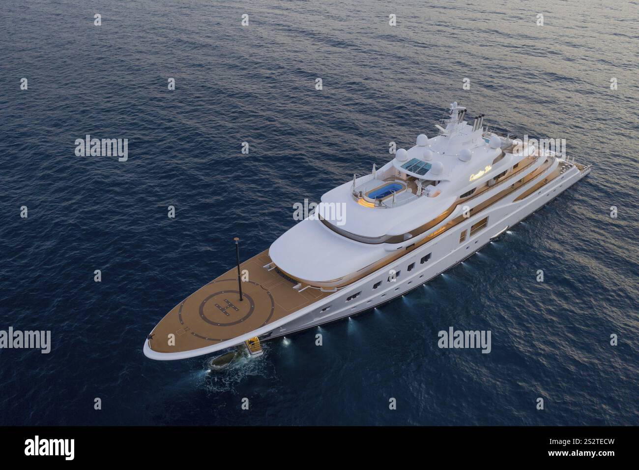 Aerial view of 104 metre motor yacht QUANTUM BLUE, delivered in 2014 by ...