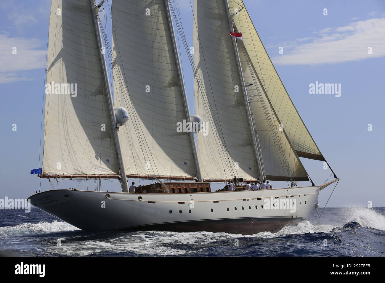 90-year-old sailing yacht Three-masted topsail schooner XARIFA sails ...