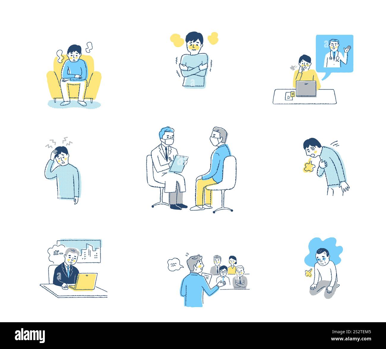 Man in poor health Various scenes Set Stock Photo - Alamy