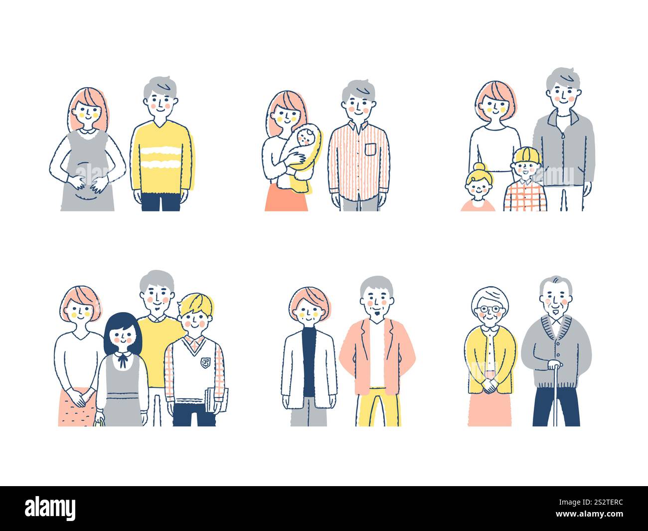 Family growth phase sets Upper body Stock Photo - Alamy