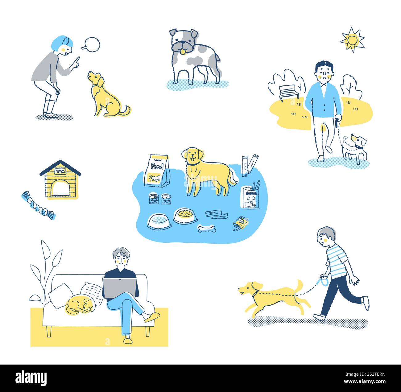Various Life with pets scene Set Stock Photo - Alamy