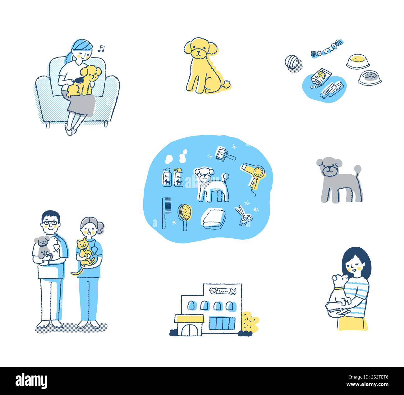 Various Life with pets scene Set Stock Photo - Alamy