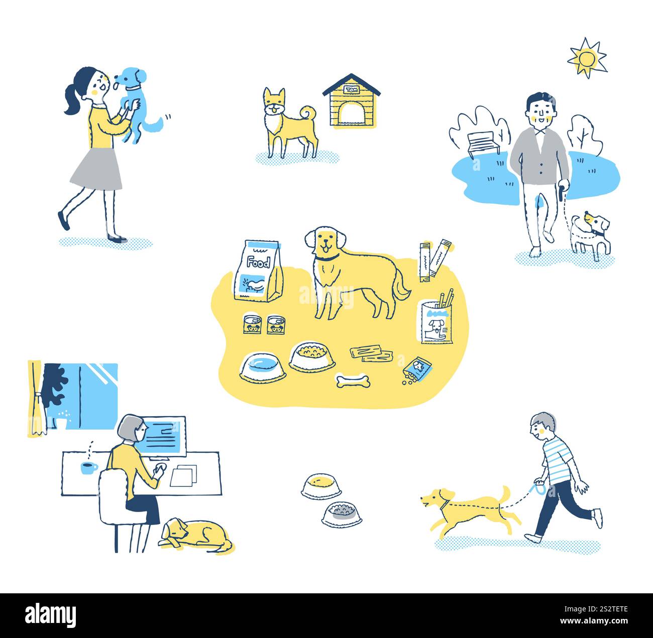 Various Life with pets scene Set Stock Photo - Alamy