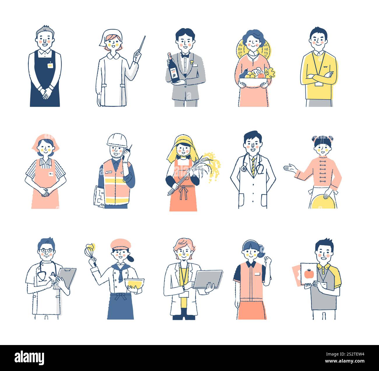 People of different professions 15 men and women Upper body Set Stock ...