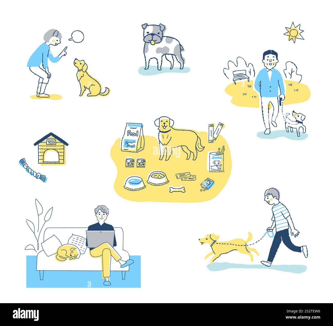 Various Life with pets scene Set Stock Photo - Alamy