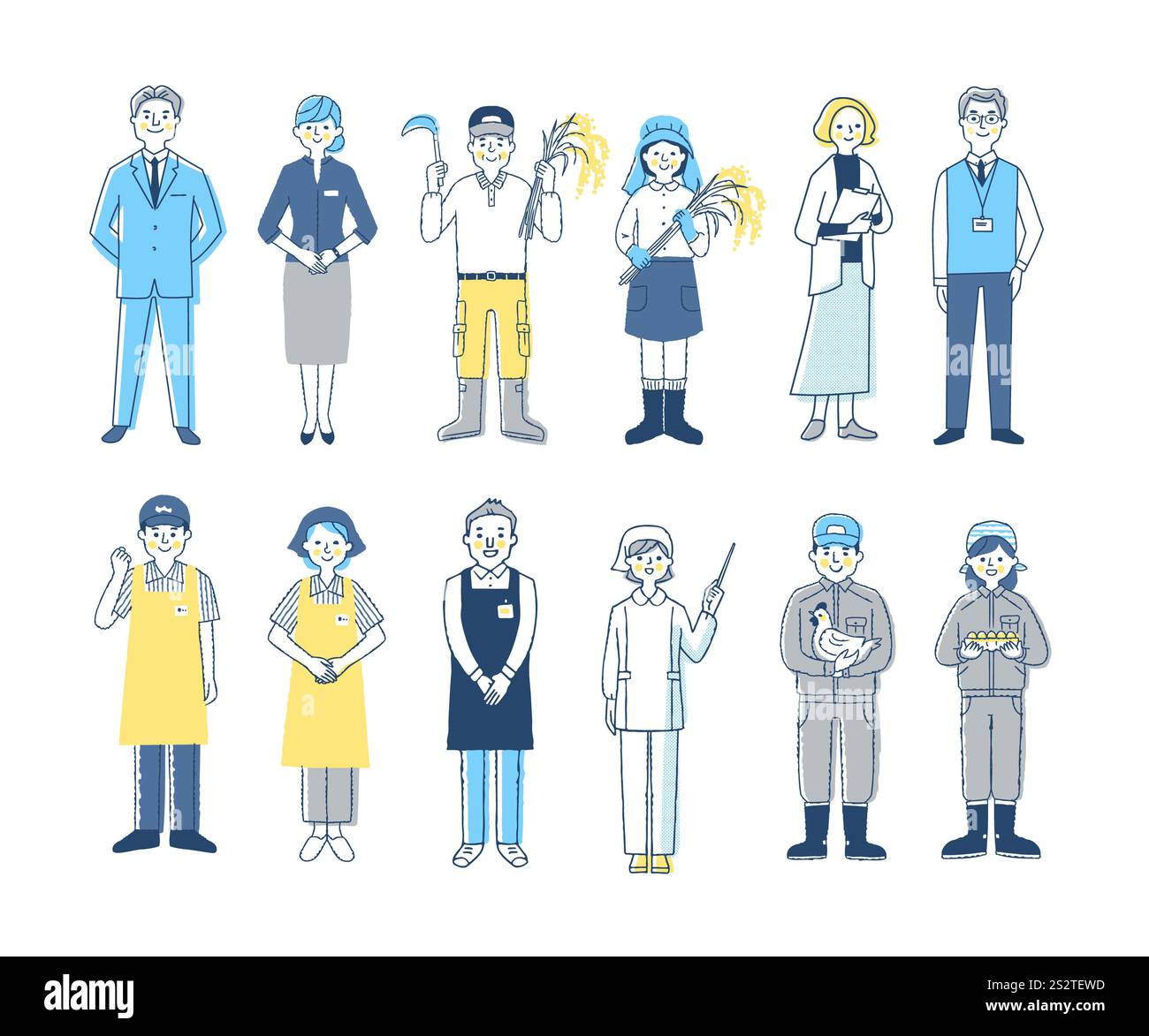 12 men and women from different professions Set Stock Photo - Alamy