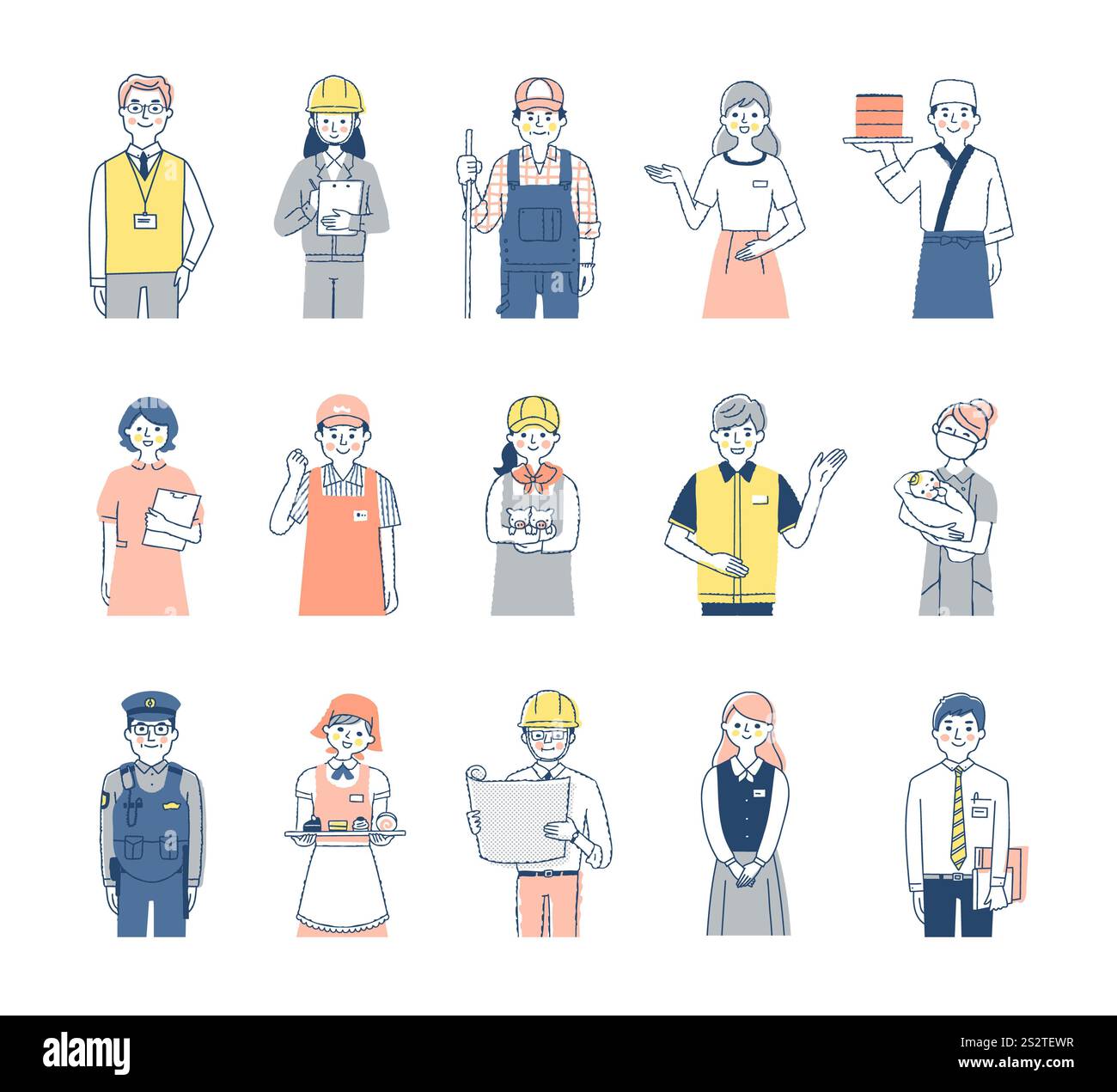 People of different professions 15 men and women Upper body Set Stock ...