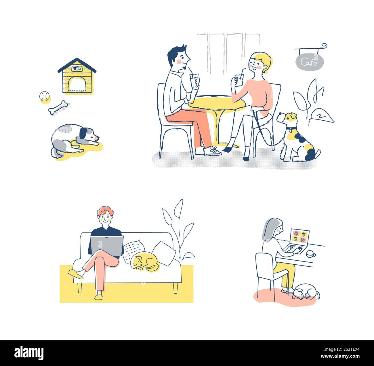 Various Scenes with pet dogs Set Stock Photo - Alamy