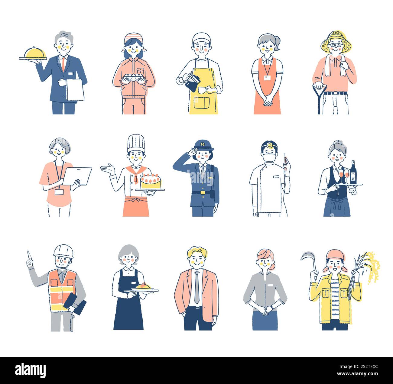 People of different professions 15 men and women Upper body Set Stock ...