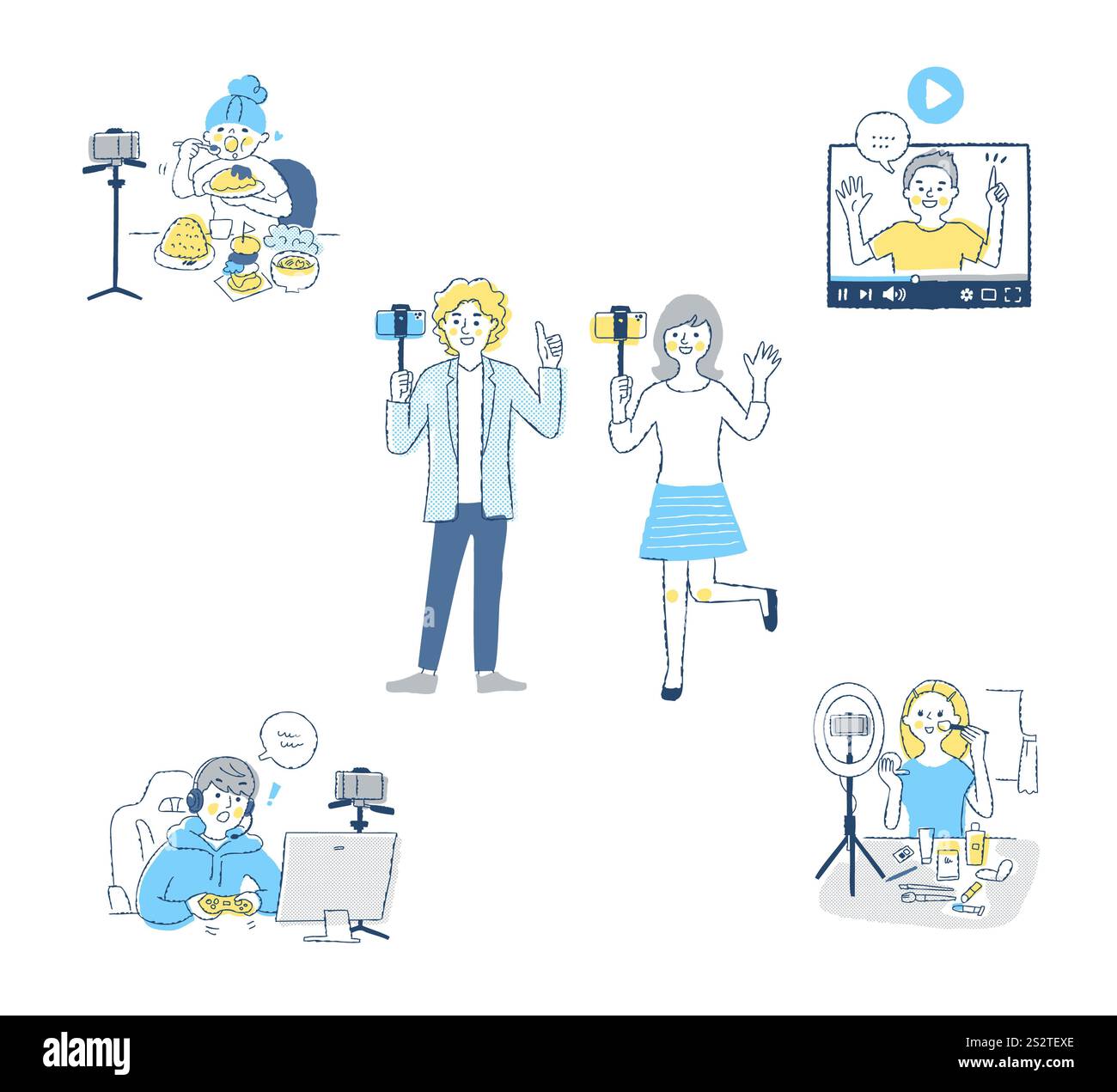 Various video streaming scenes Set Stock Photo - Alamy