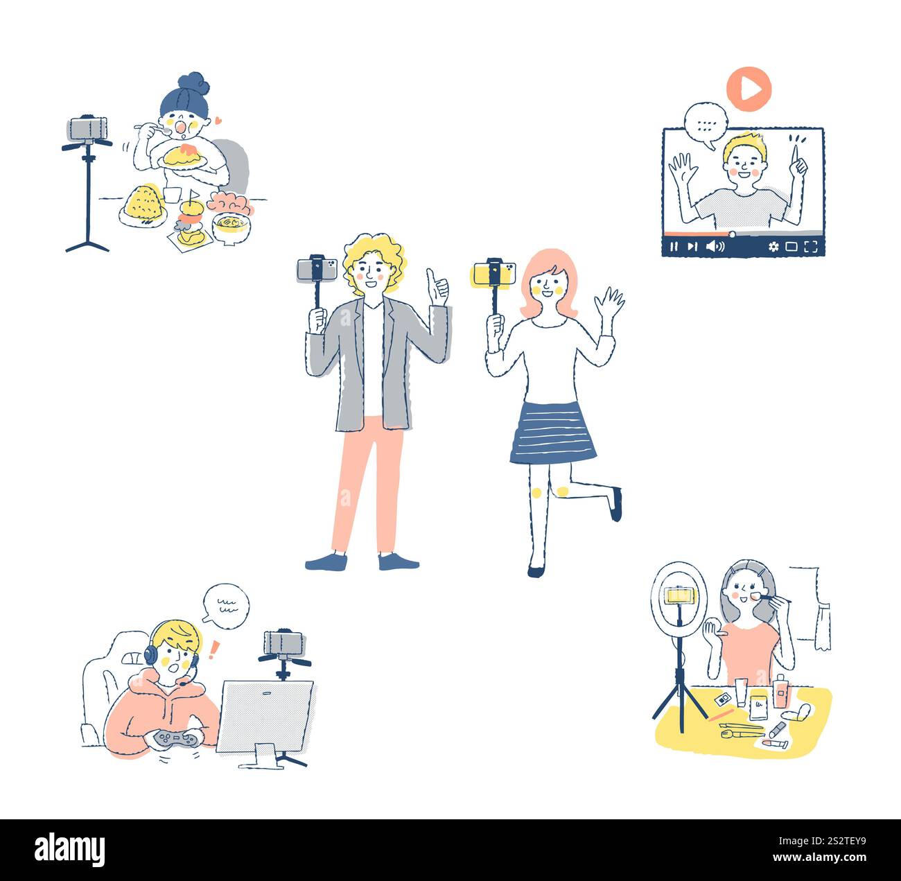 Various video streaming scenes Set Stock Photo - Alamy