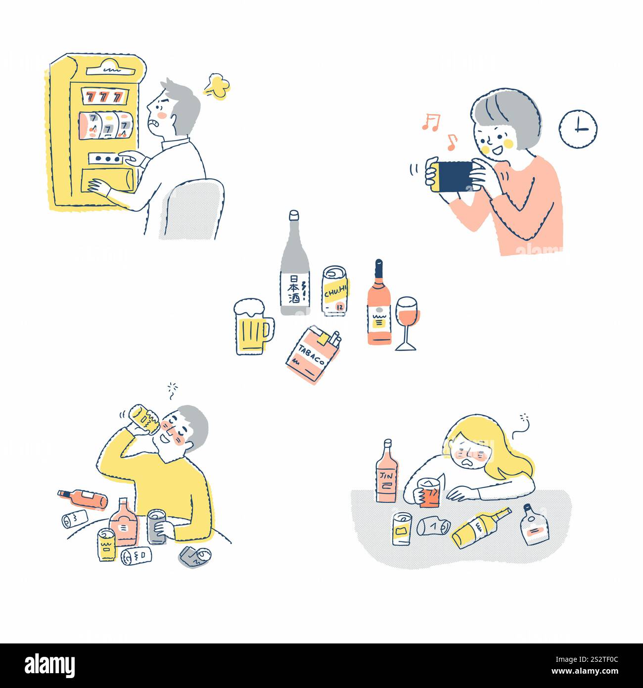 Various addiction illustrations Variation set Stock Photo - Alamy