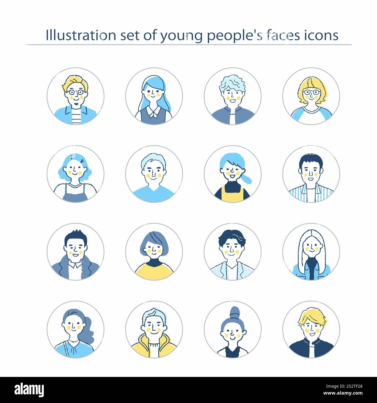 Young man and woman Icon set Upper body Stock Photo - Alamy