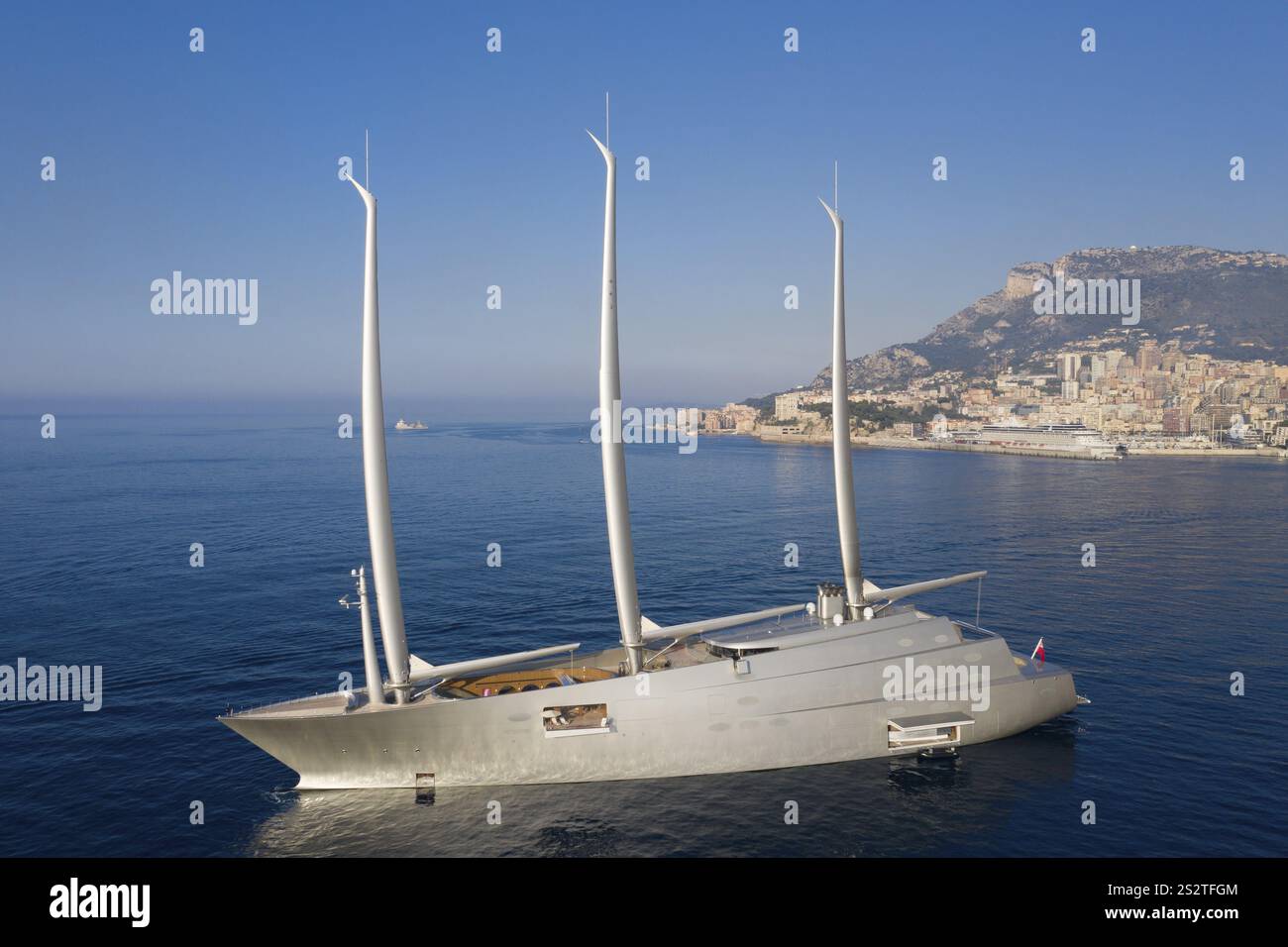 Aerial view 143 metre long Sailing Yacht A, largest sailing yacht in ...
