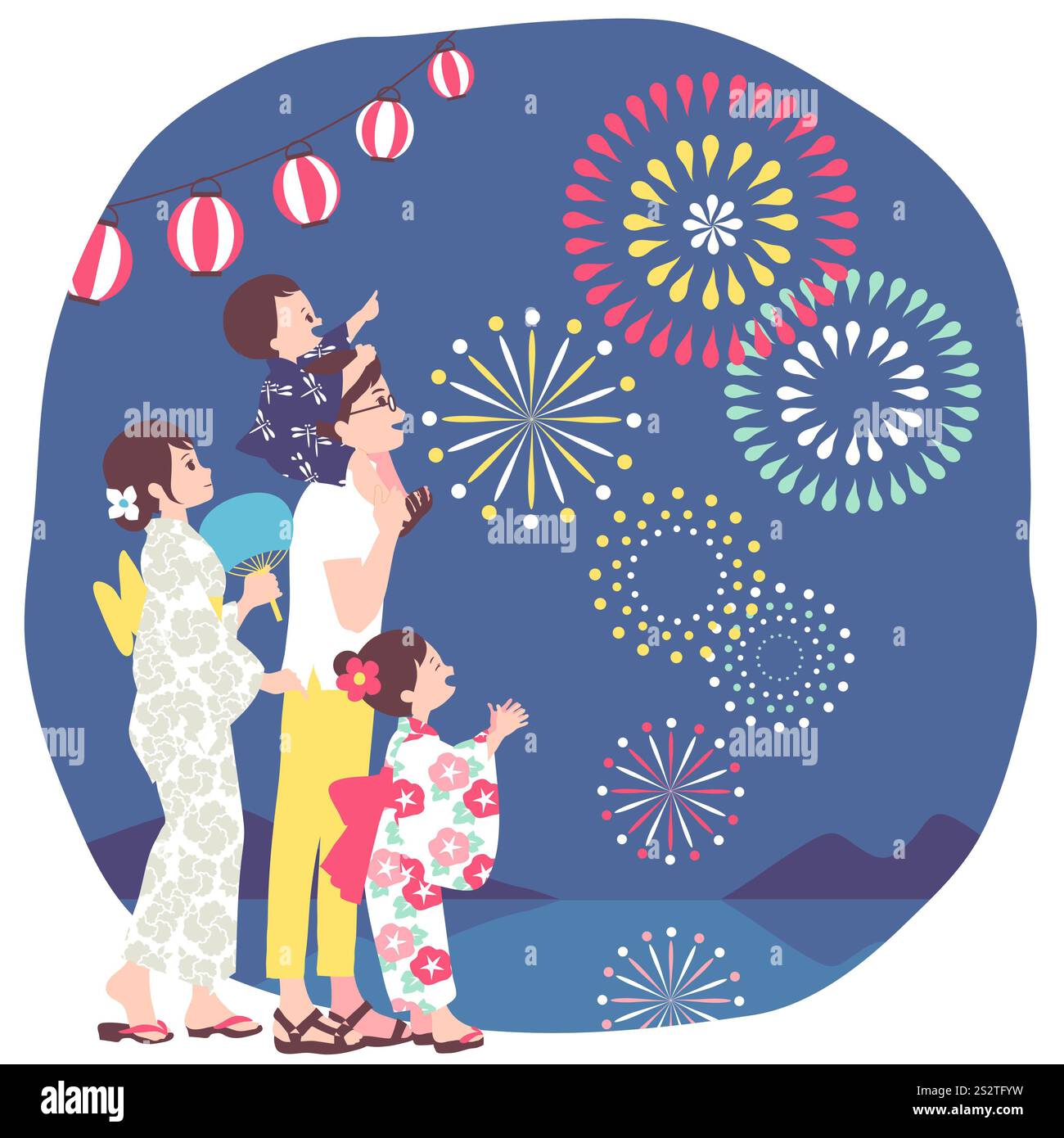 Fireworks Display with the Family Stock Photo - Alamy