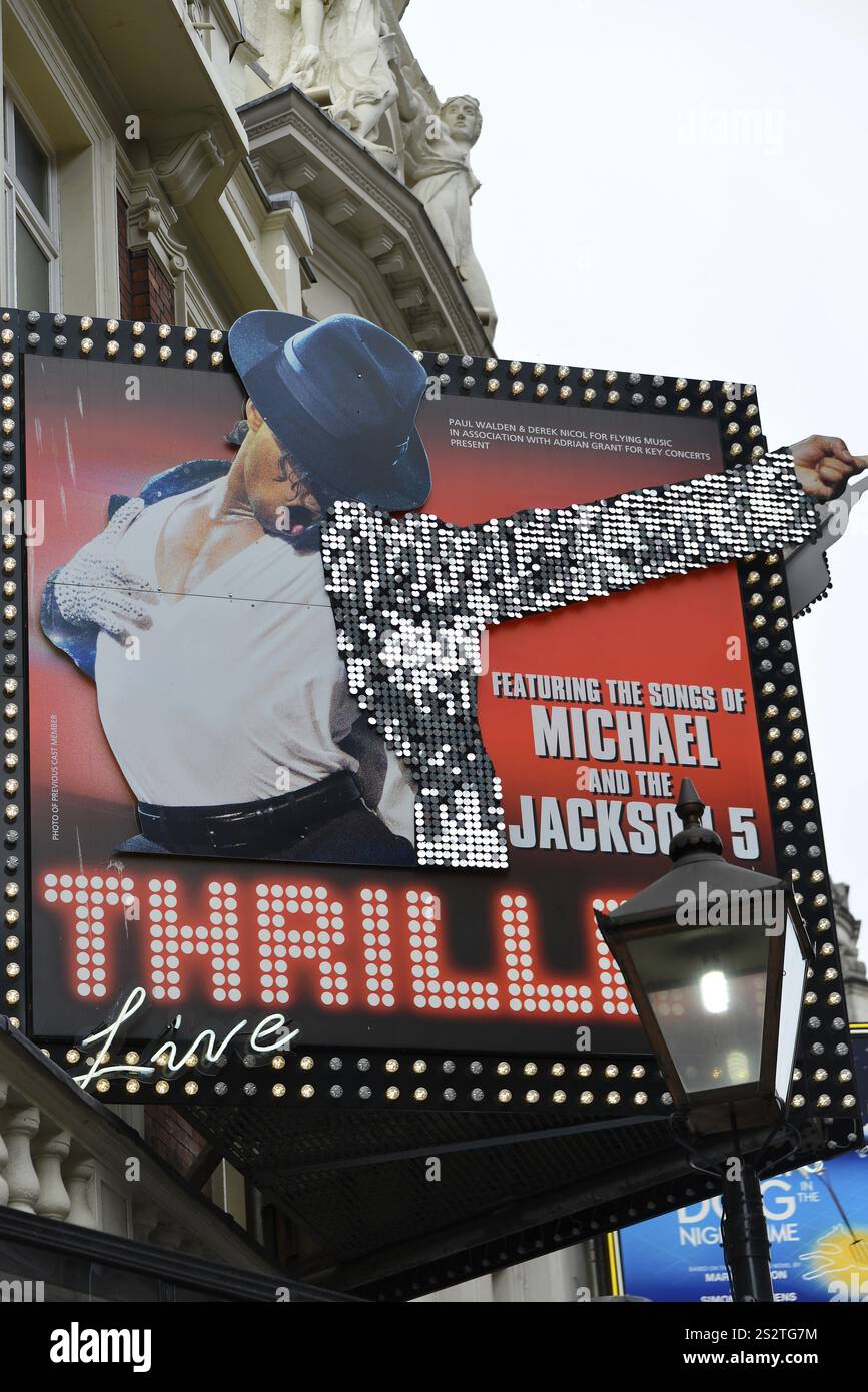 Illuminated poster of the musical Thriller with Michael Jackson, London ...
