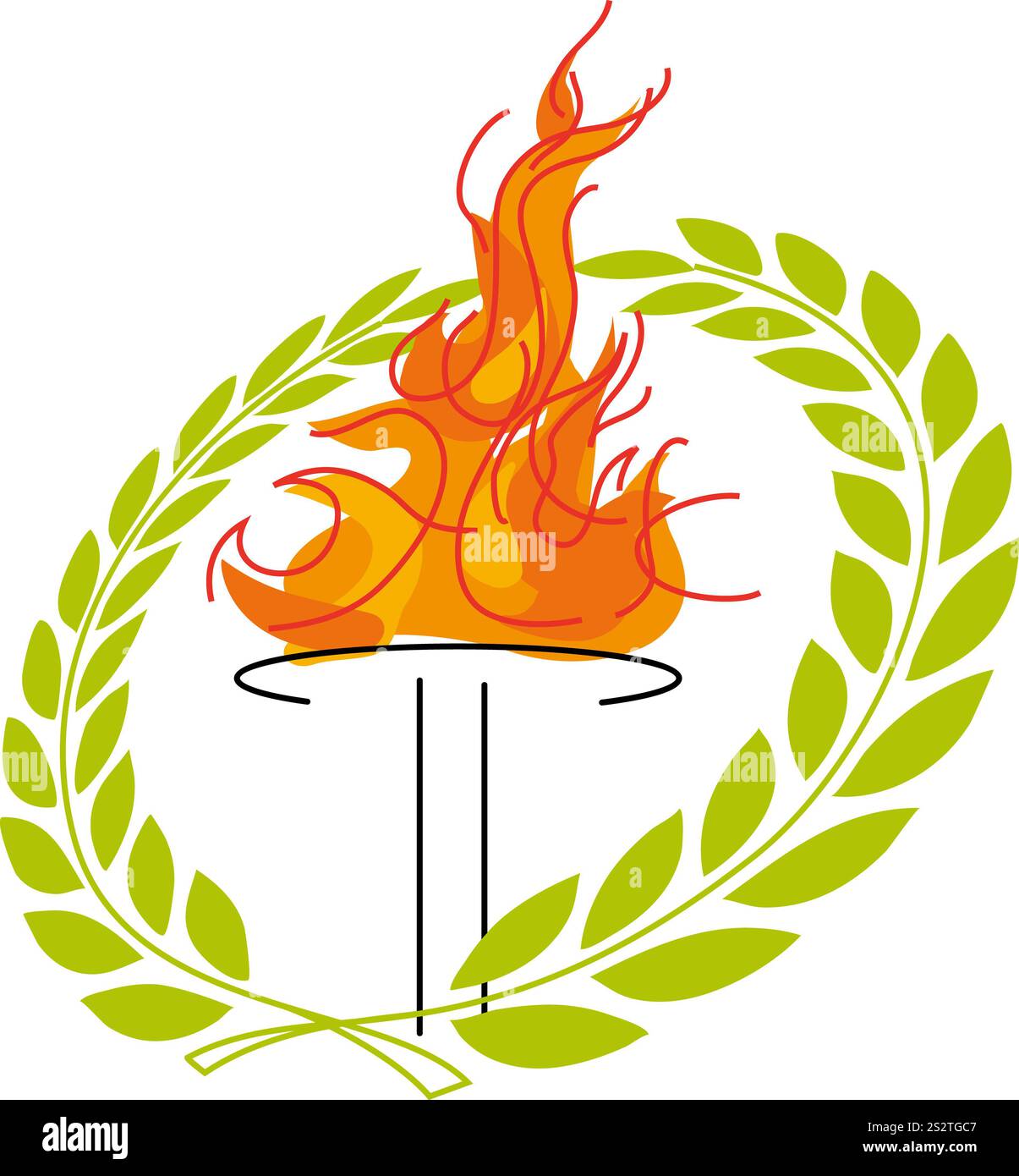 Torch and laurel wreath burning on the torch stand Stock Photo - Alamy
