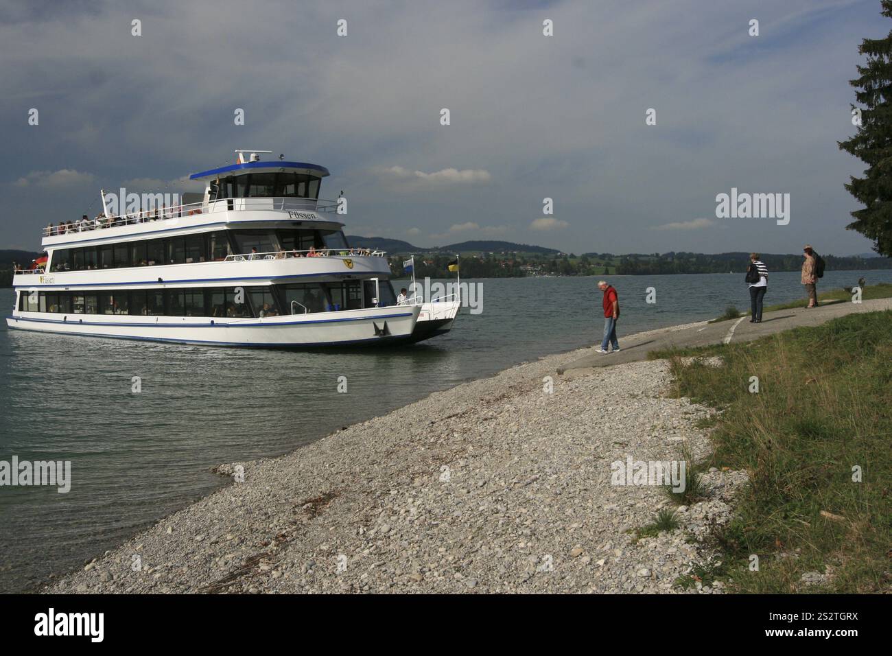 Ferry across the Forggensee reservoir, also known as Rosshaupten ...