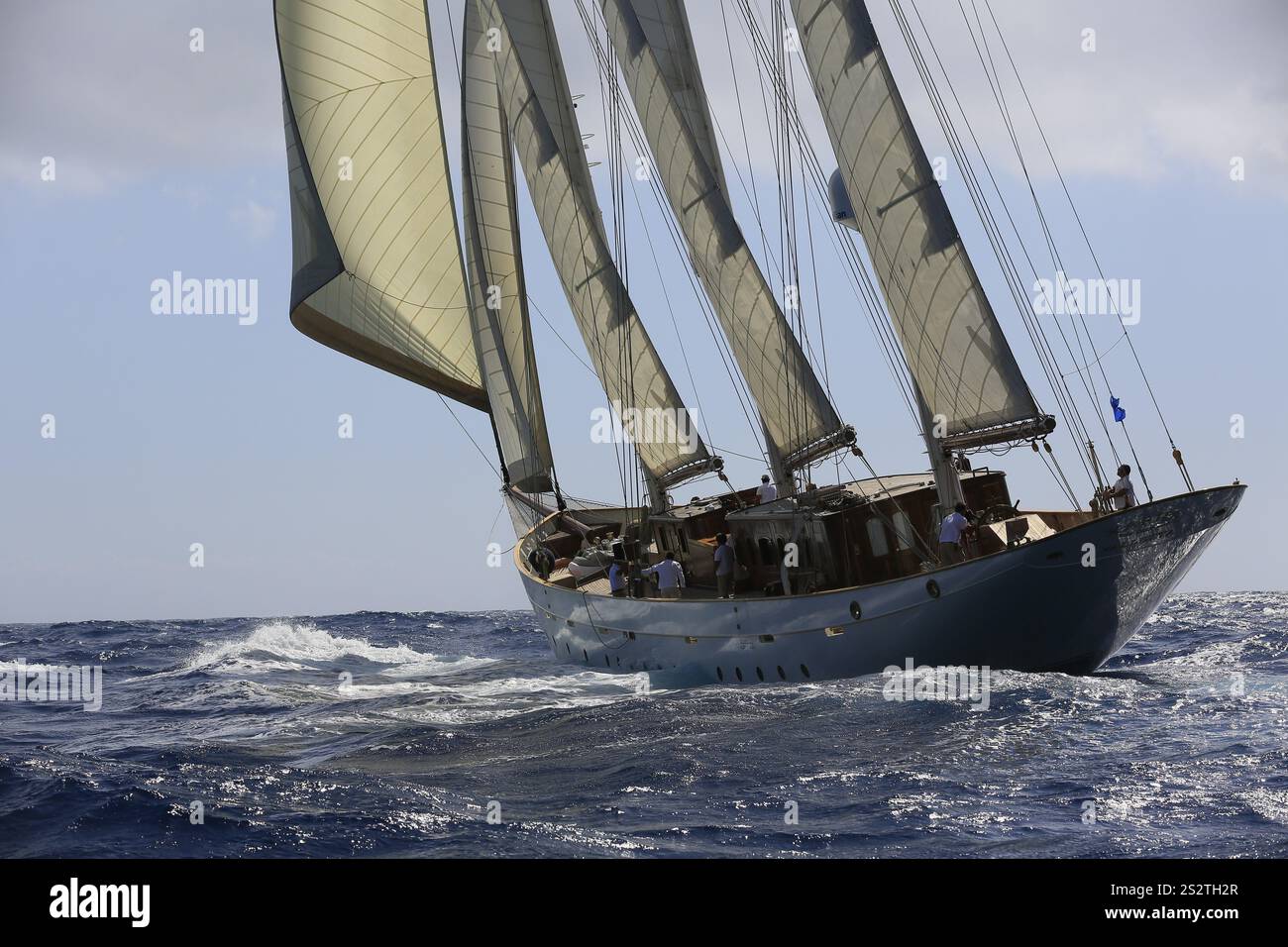 90-year-old sailing yacht Three-masted topsail schooner XARIFA sails ...