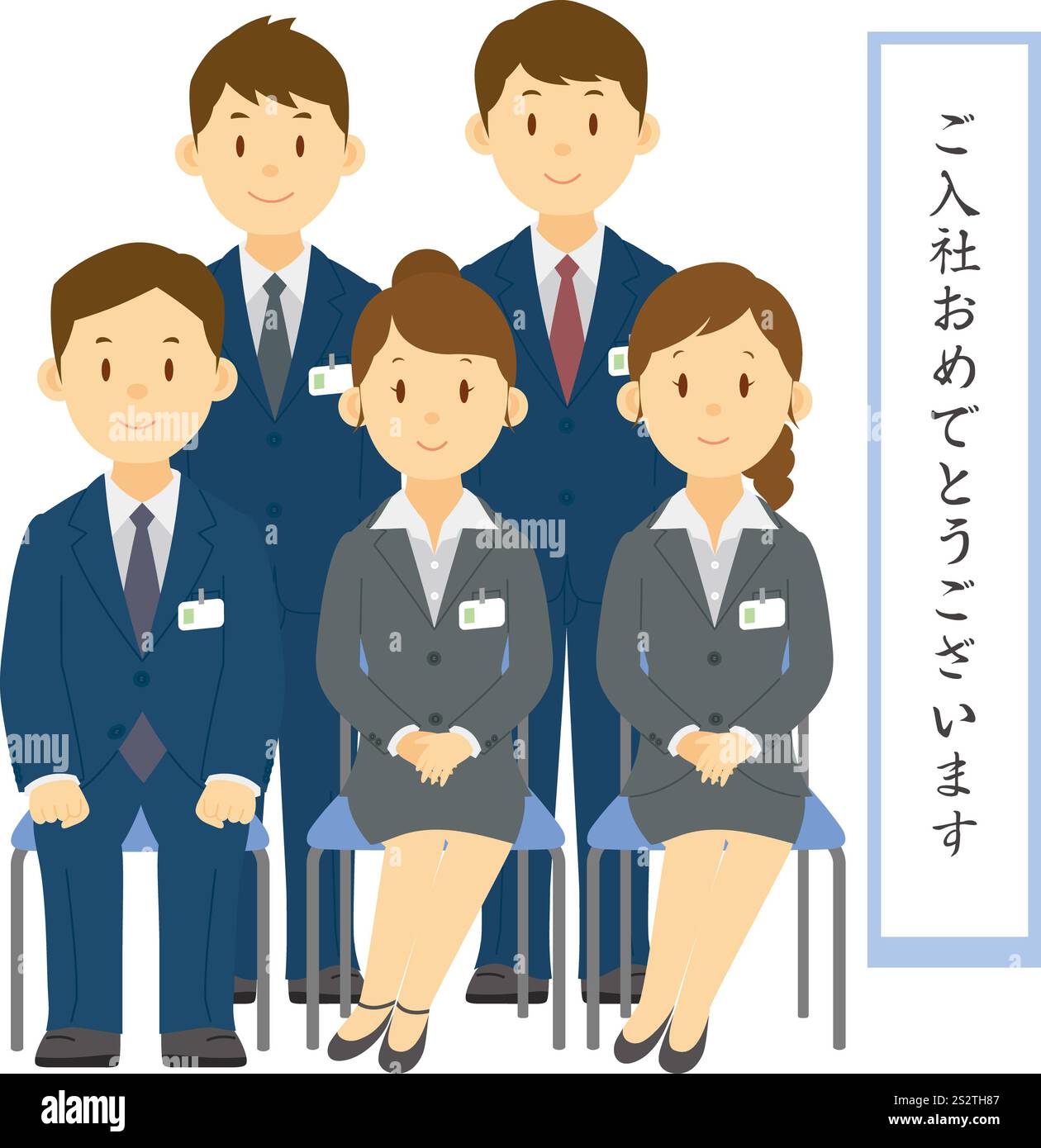 New employees pose for a commemorative photograph at the induction ...