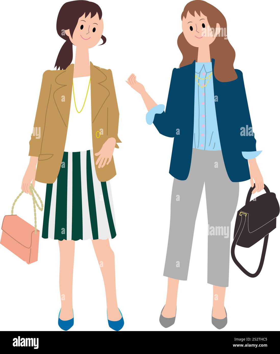 Two young women walking side by side Stock Photo - Alamy