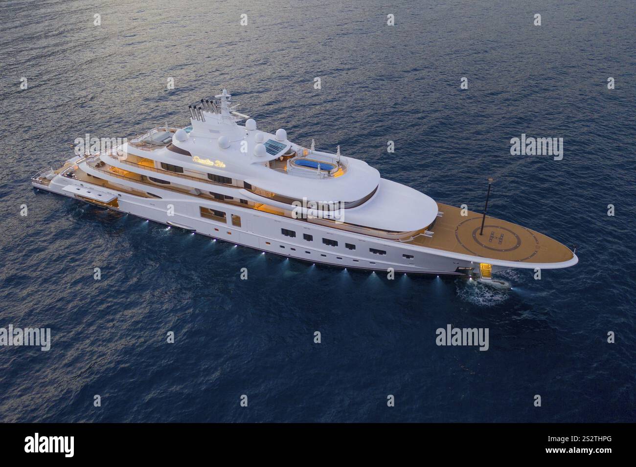 Aerial view of 104 metre motor yacht QUANTUM BLUE, delivered in 2014 by ...