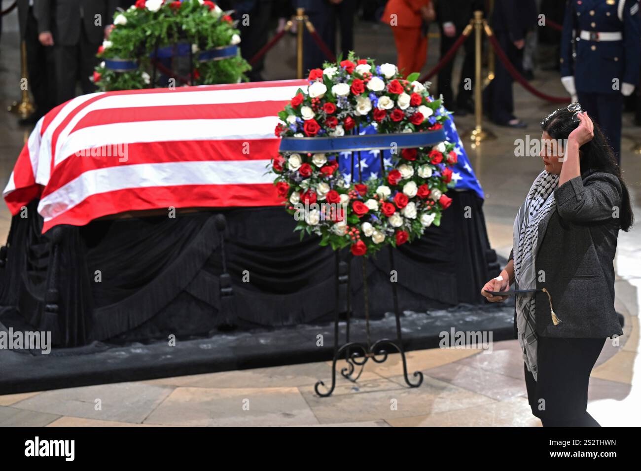 United States Representative Rashida Tlaib (Democrat of Michigan) walks ...